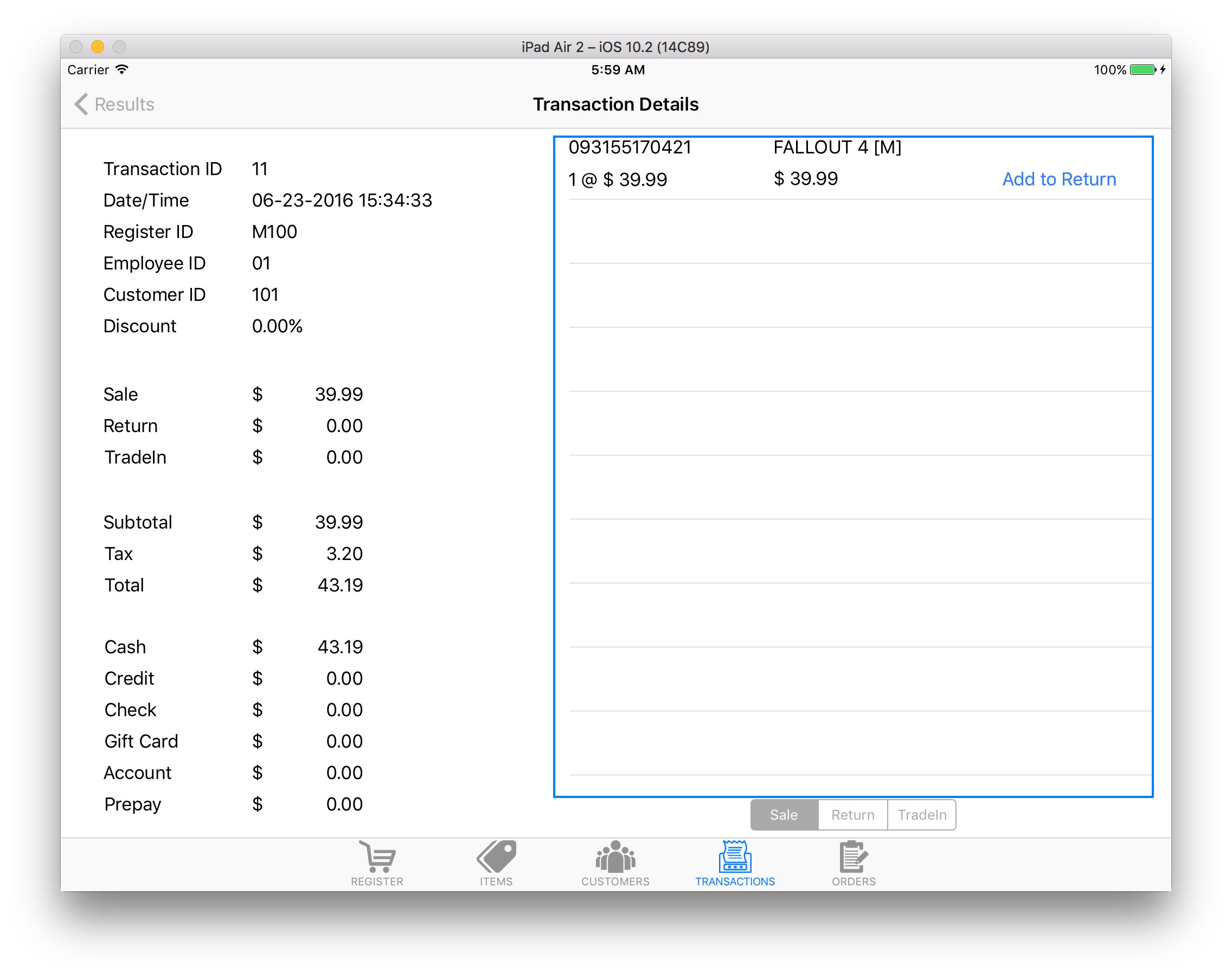 Mobile Transaction Details – ThunderPOS