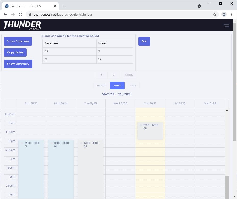 Employee Scheduling – ThunderPOS