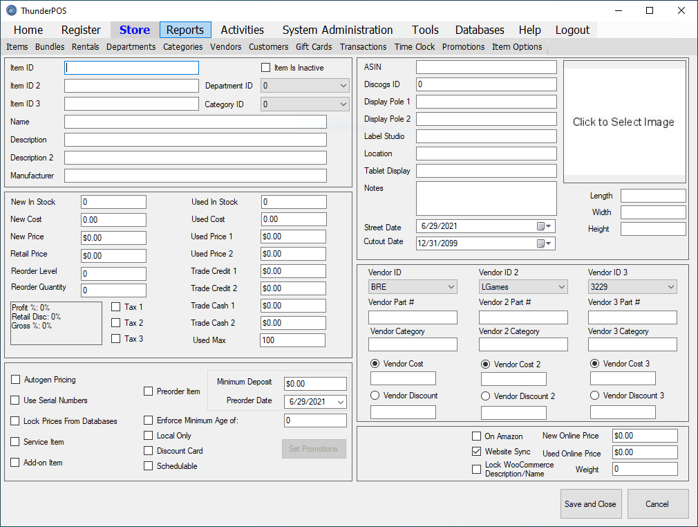Detailed Item Fields – ThunderPOS
