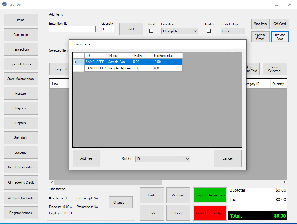Fees in ThunderPOS – ThunderPOS