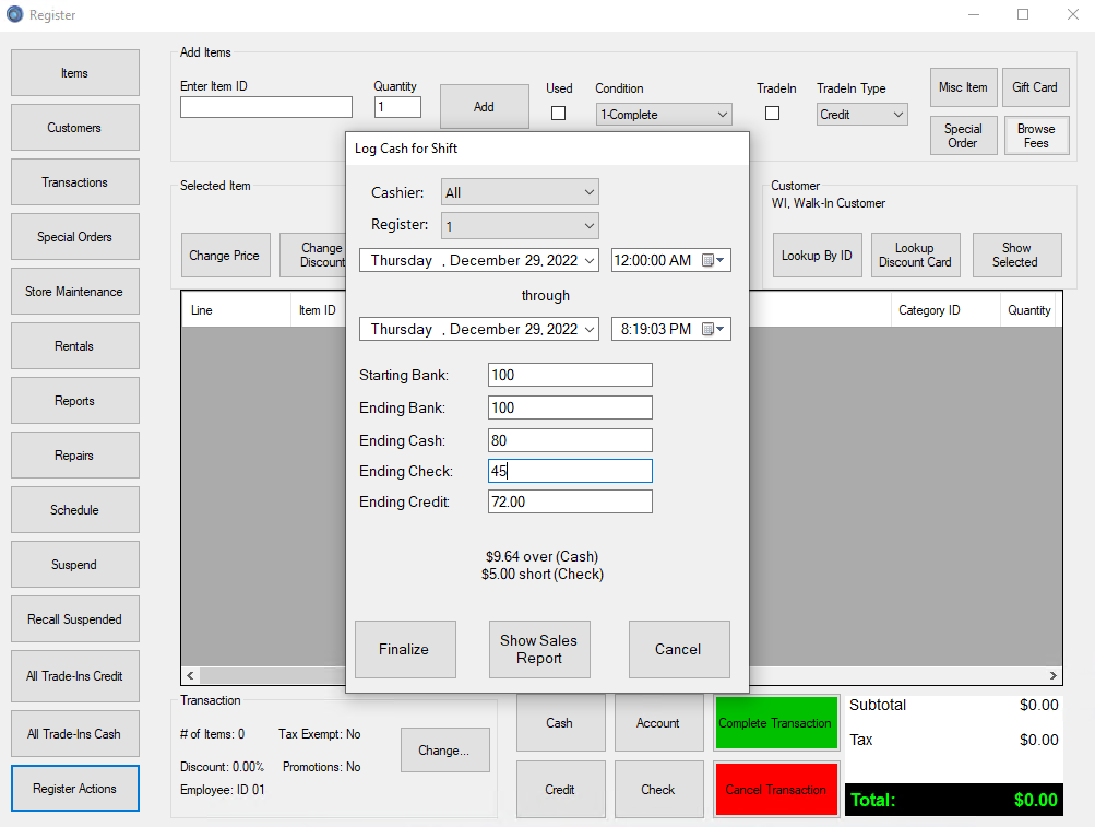 Shift Closeouts - ThunderPOS