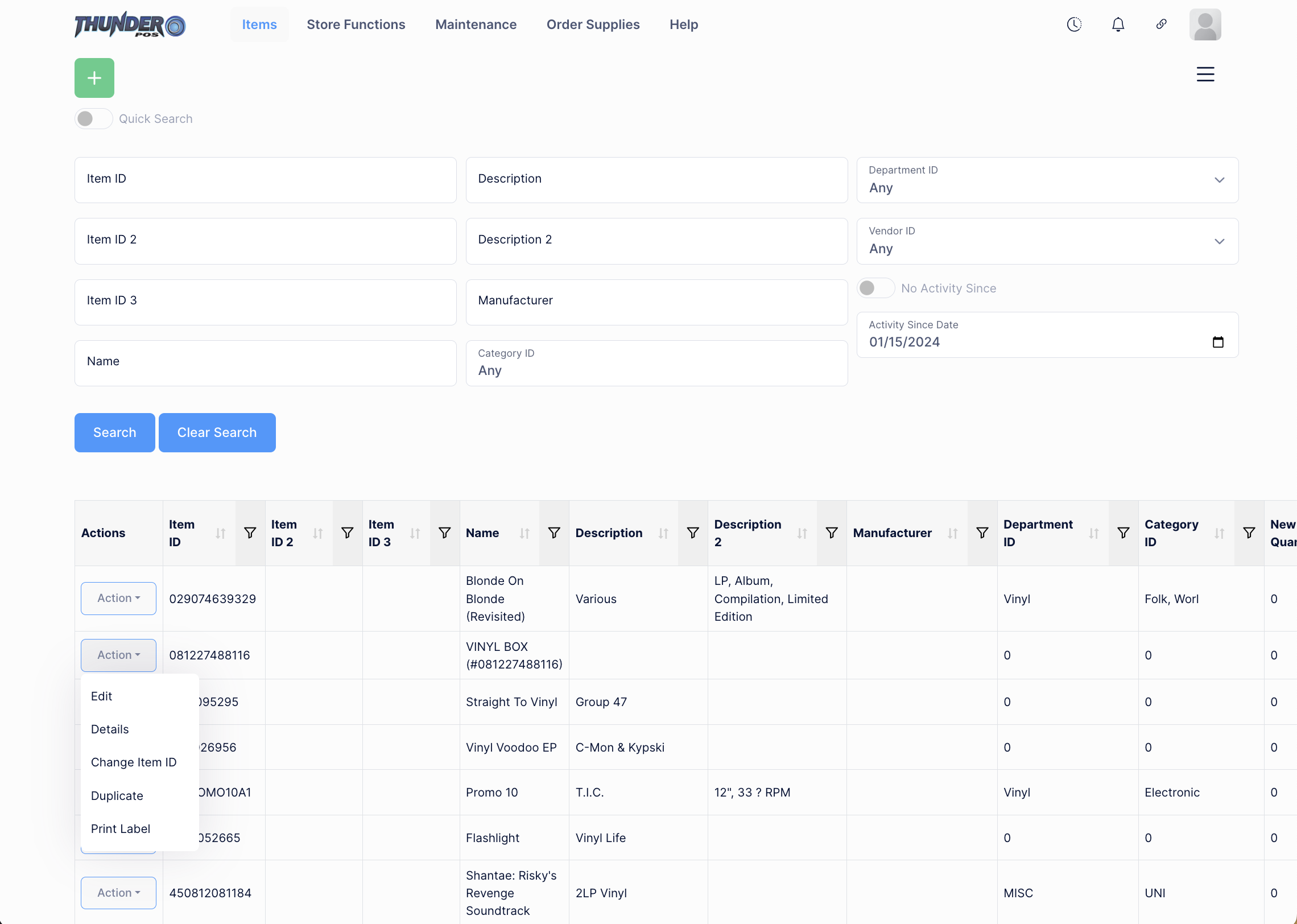 Items – ThunderPOS